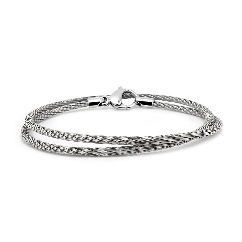 2mm stainless steel wrap around rope cable bracelet by Taormina Jewelry