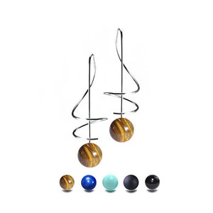 Lapis Lazuli Drop Earrings Stainless Steel Wire Music Key - Etsy