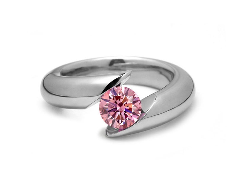 1ct Pink Sapphire Bypass Tension Set Ring in Stainless Steel - Etsy