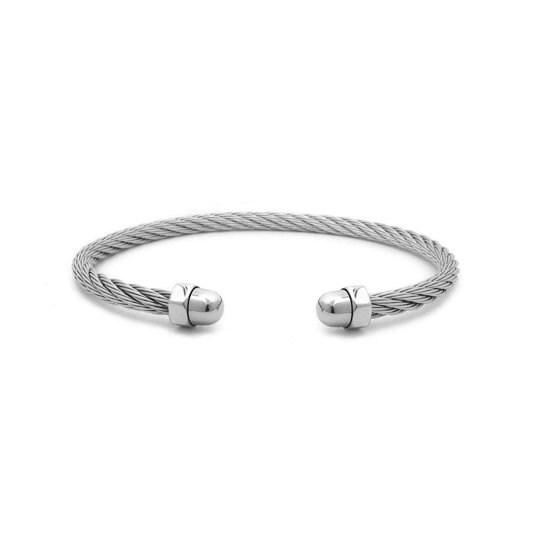CABLE 4mm Cuff Bracelet With Hex Nuts in Stainless Steel by Taormina ...