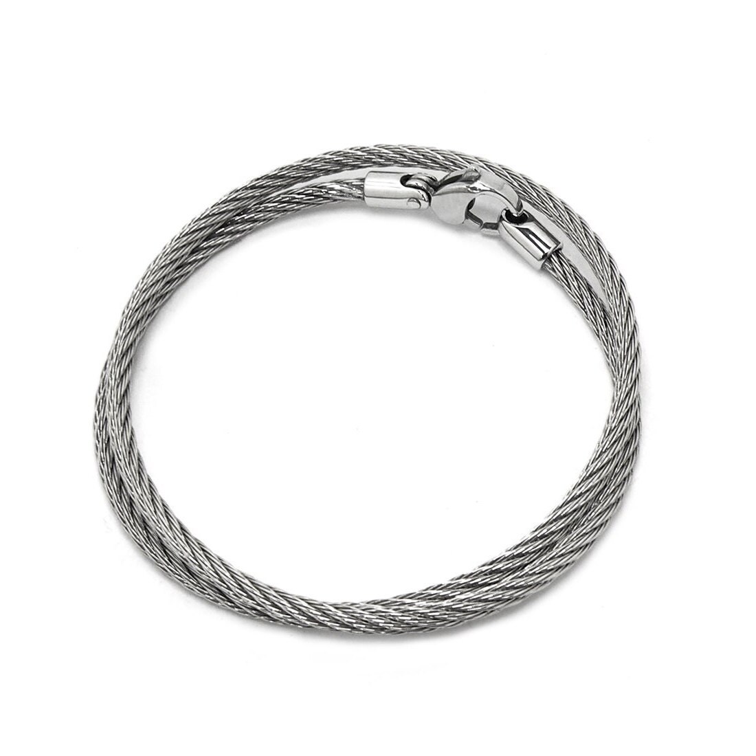 2mm stainless steel wrap around rope cable bracelet by Taormina Jewelry