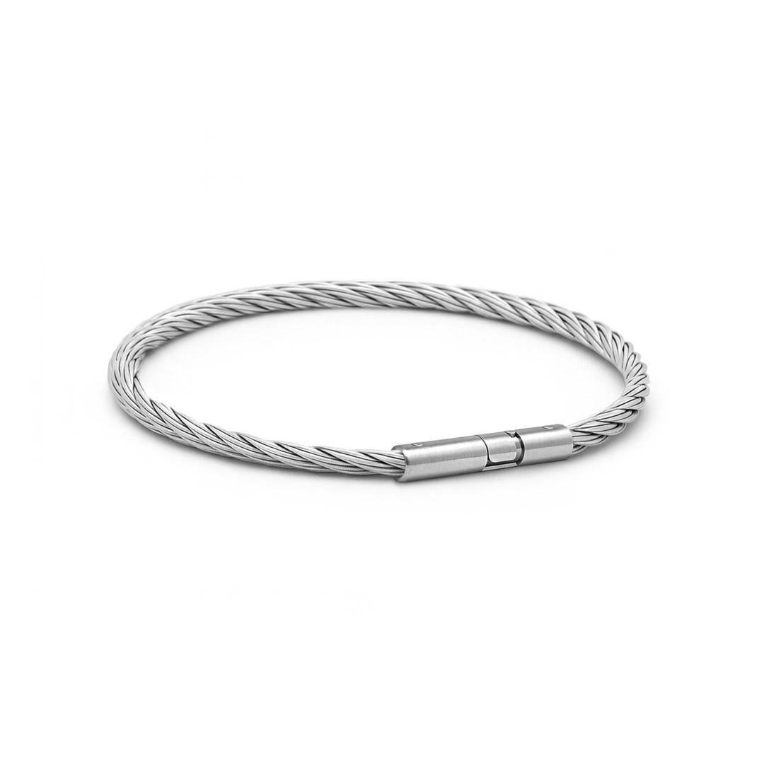 Industrial Twisted Wire Rope Bracelet 3mm | Bayonet Twist Clasp ...