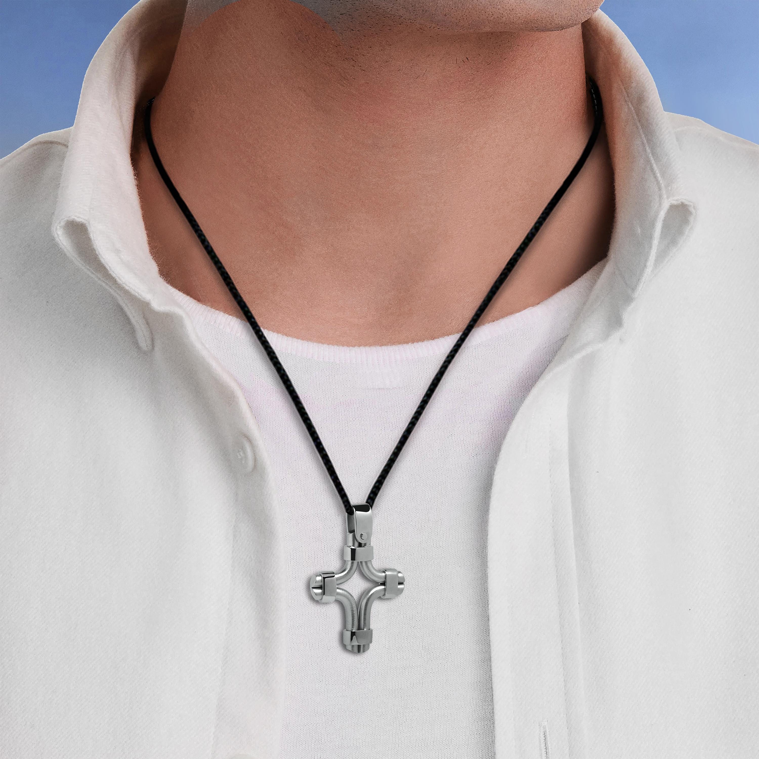 Double Rods cross pendant in stainless steel