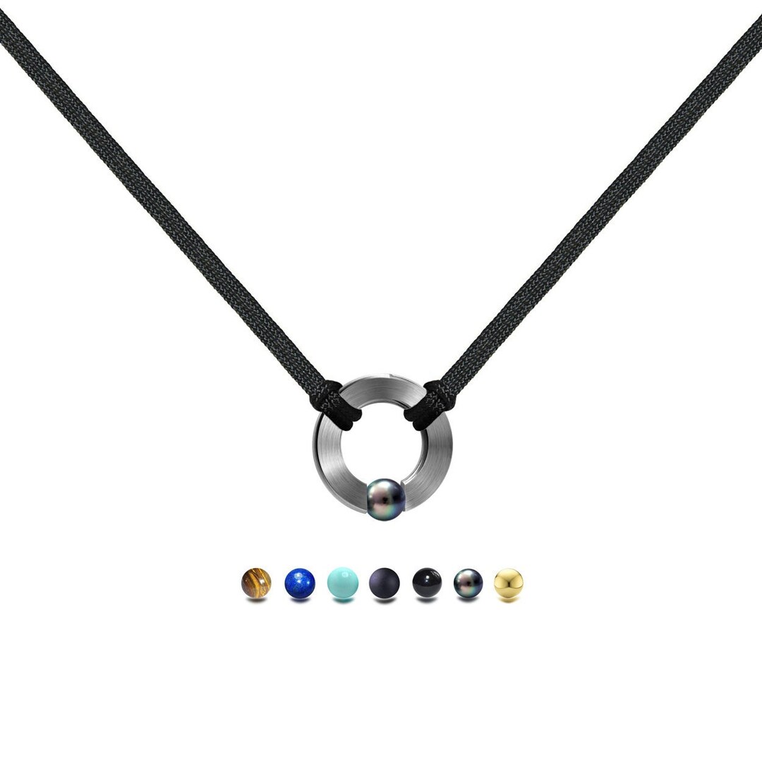 ABBRACCI Double Cord Necklace With Round Center Design With Tension Set ...