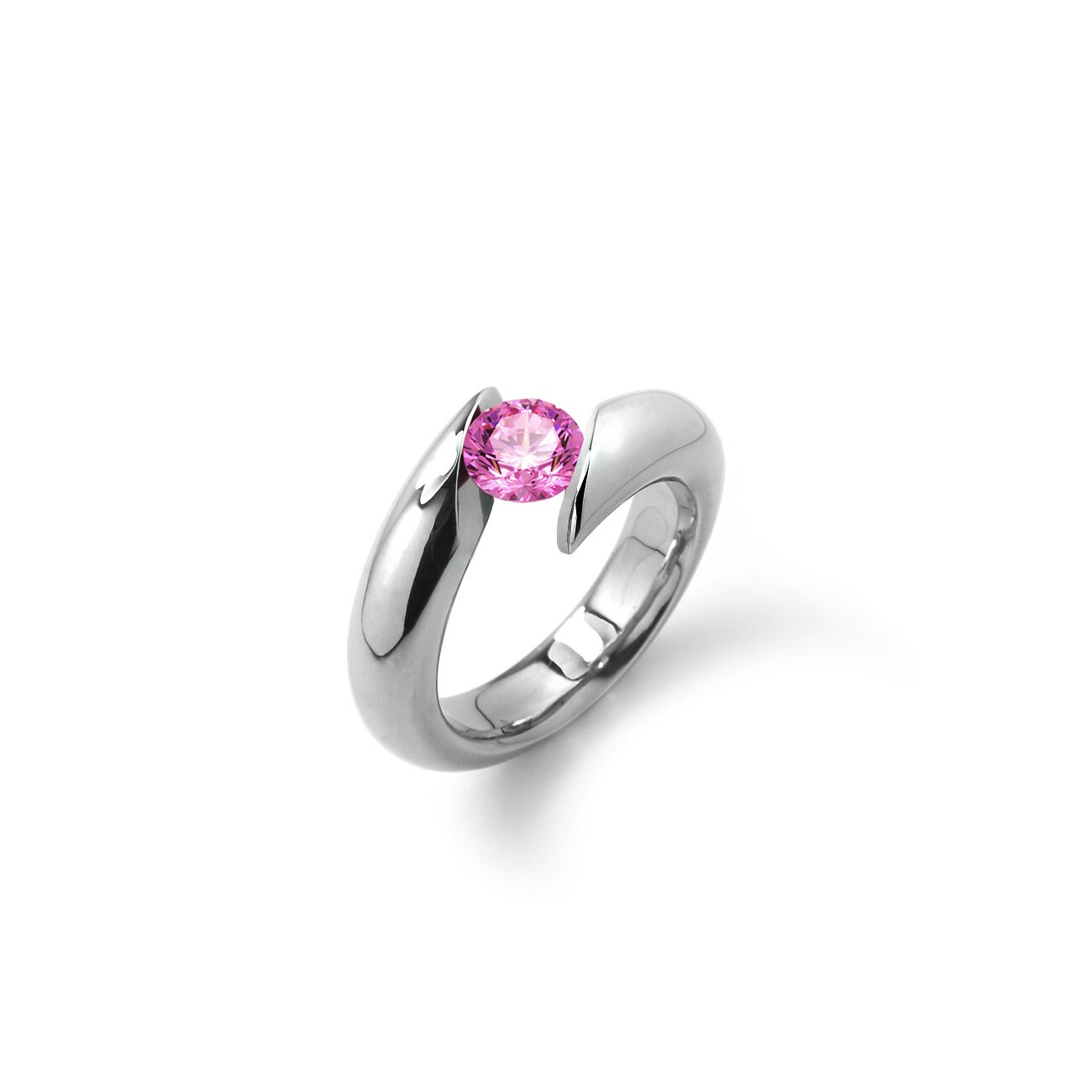 Bypass ring with tension set colored gemstones in Stainless Steel by ...