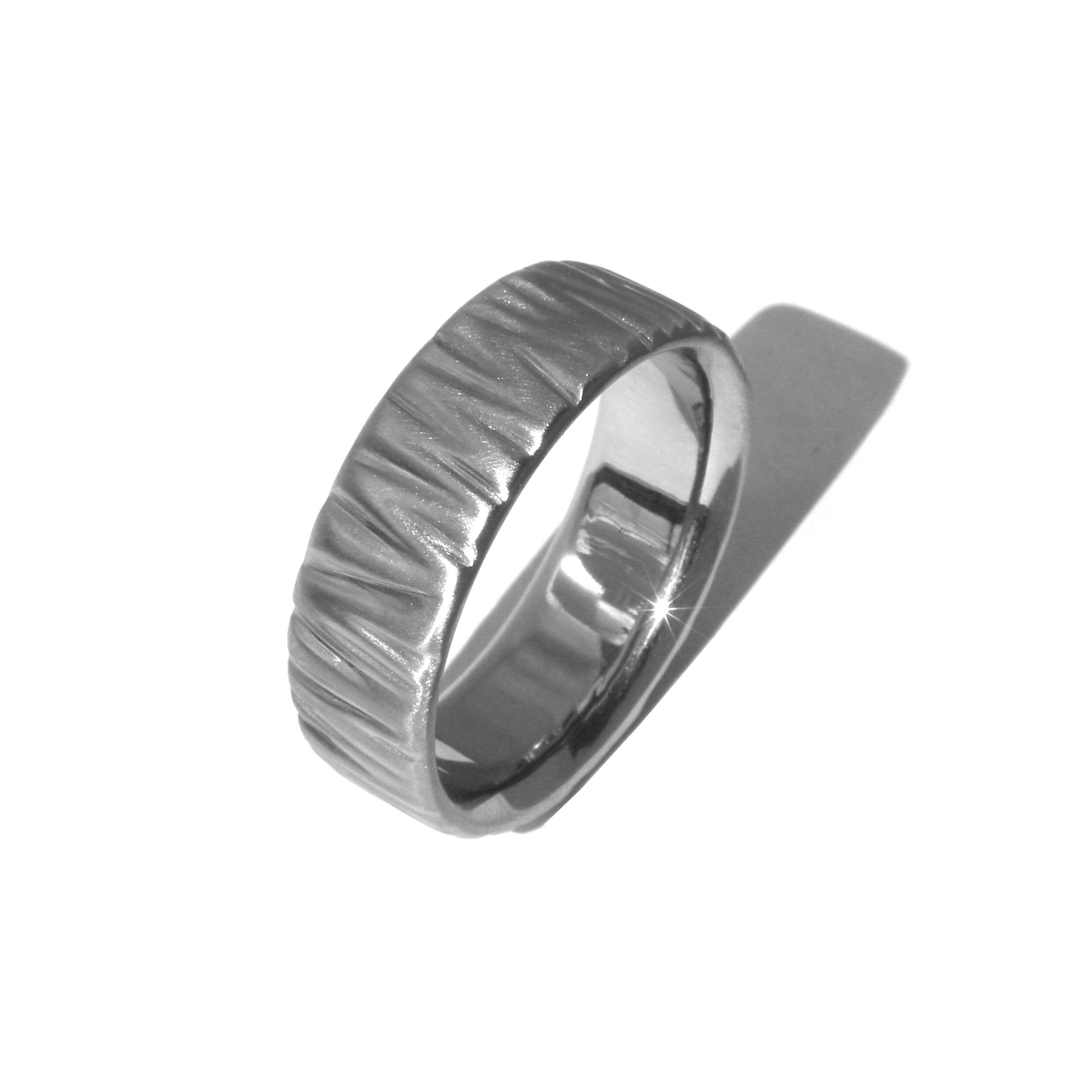 Horizontal Ripple Wrinkled Pattern Wedding Band Width 3mm 4mm 5mm 6mm ...