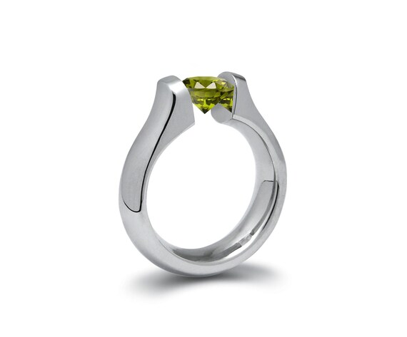 1ct Peridot Ring Tension Set Mounting in Stainless Steel by | Etsy