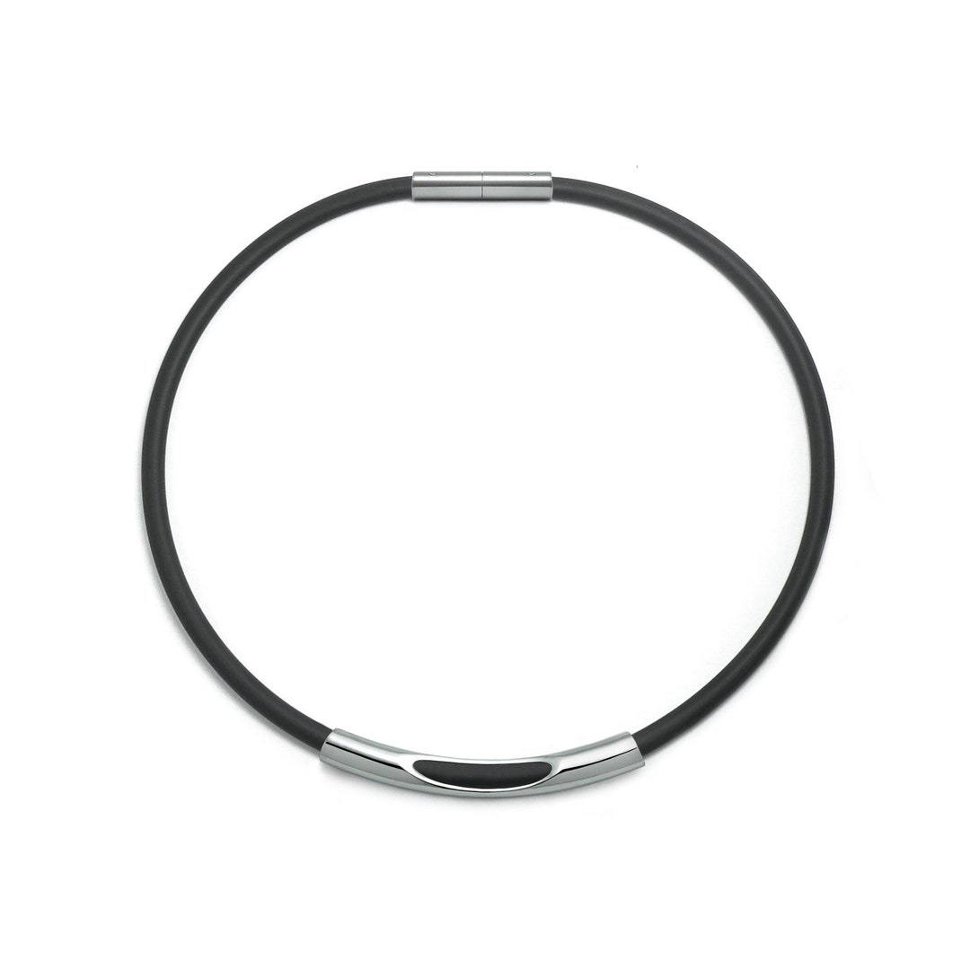 5mm Black Rubber Necklace With Stainless Steel See Through - Etsy