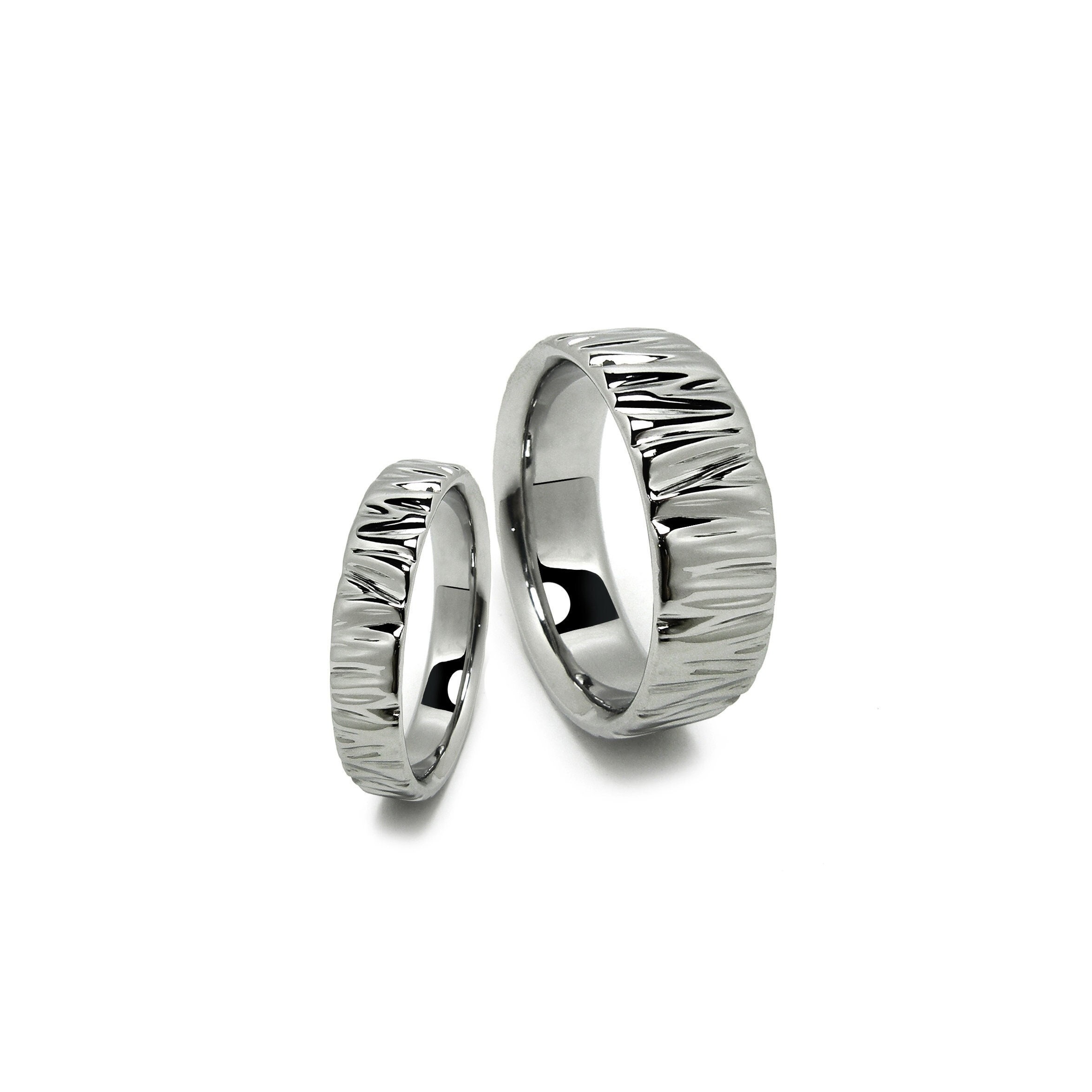 DUNE sculpted band ring with horizontal wrinkled design in stainless ...