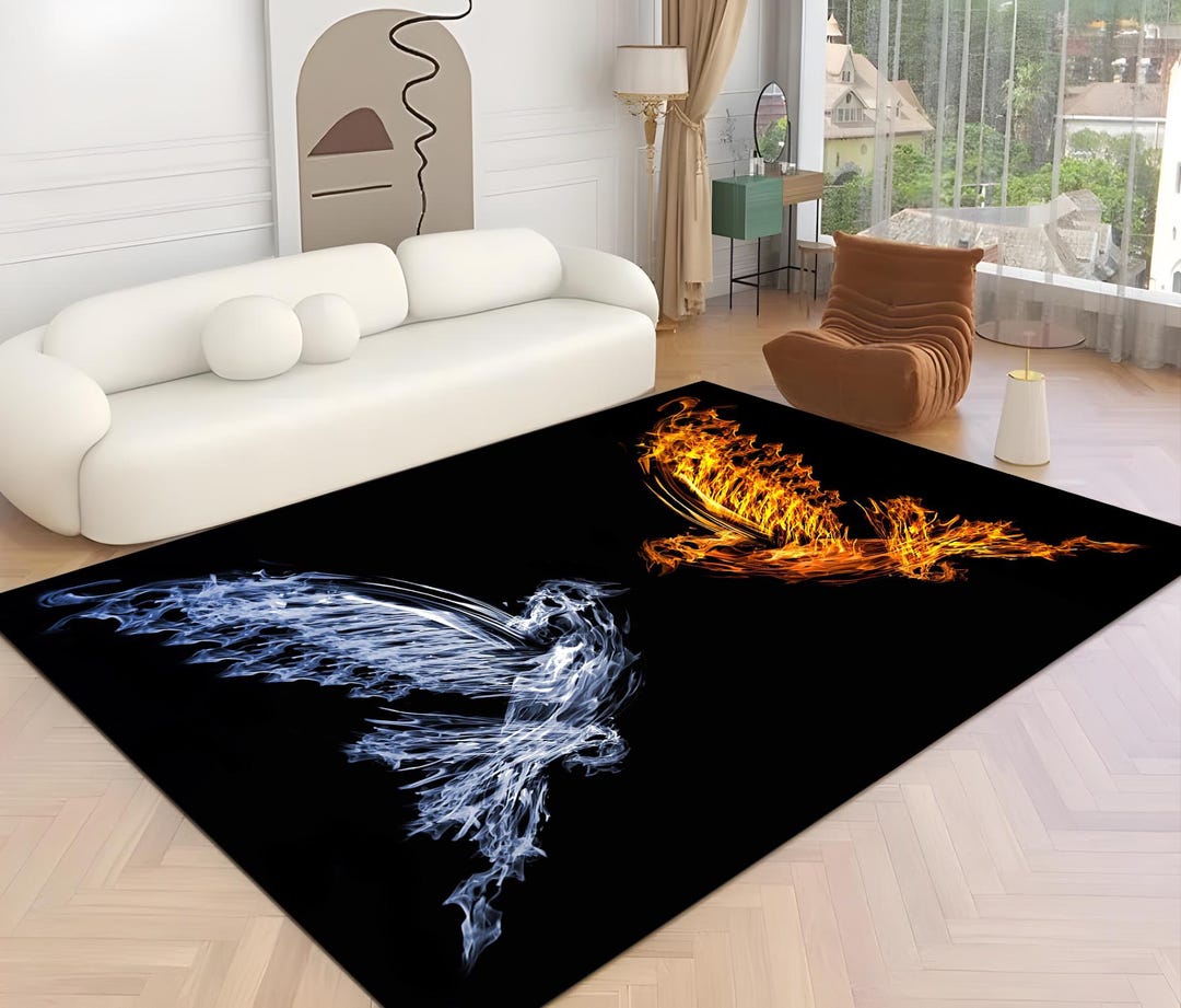 Fire and Water Rug, Bird Rug, Birds Rug, Boys Room Decor, Girls Room ...