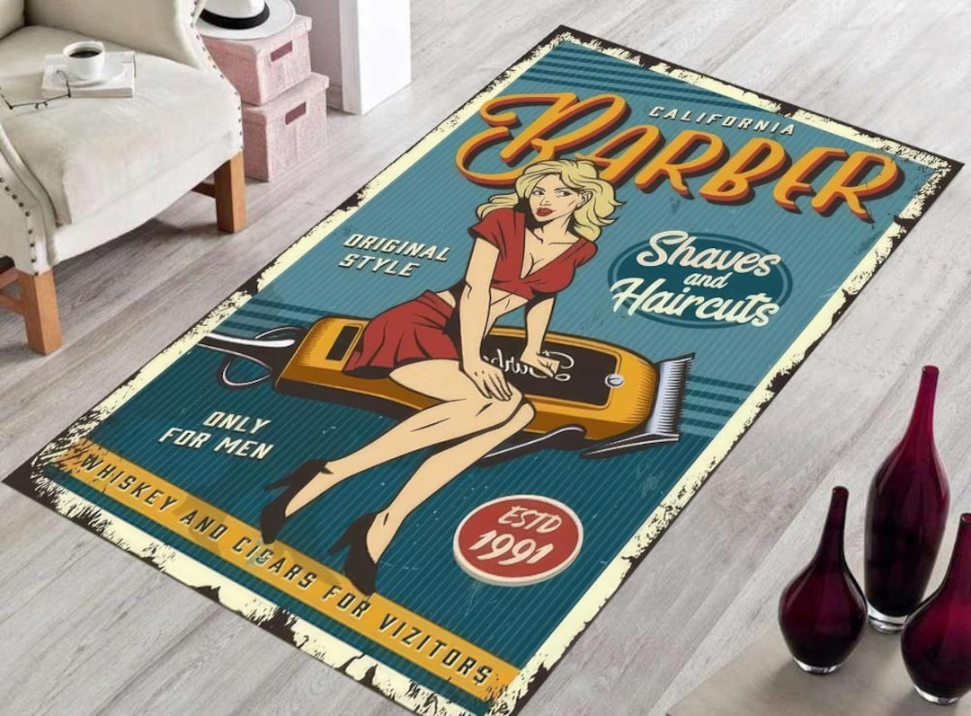 Barbershop Poster Rug: Retro Barber Shop Decor - Etsy