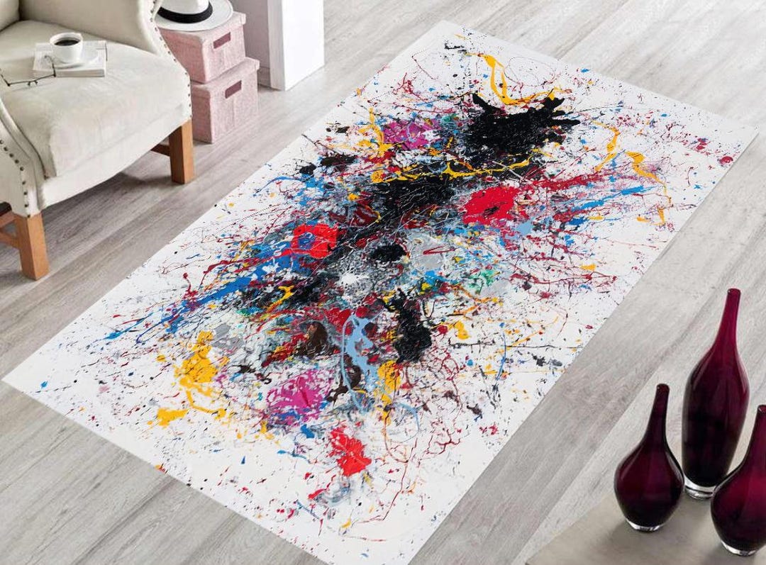 Paint Splatter Rug, Paint Splatter, Paints Rug, Colored Rug, Colorful ...