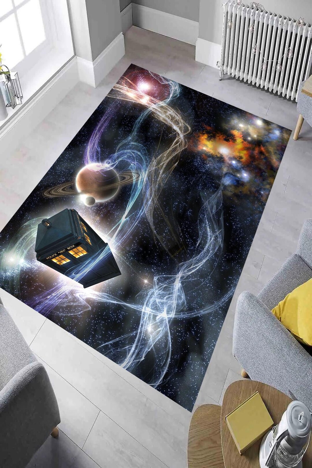 Police Box Rug, Police Box, Box, Black Rug, Colorful Rug, Boys Room Rug ...