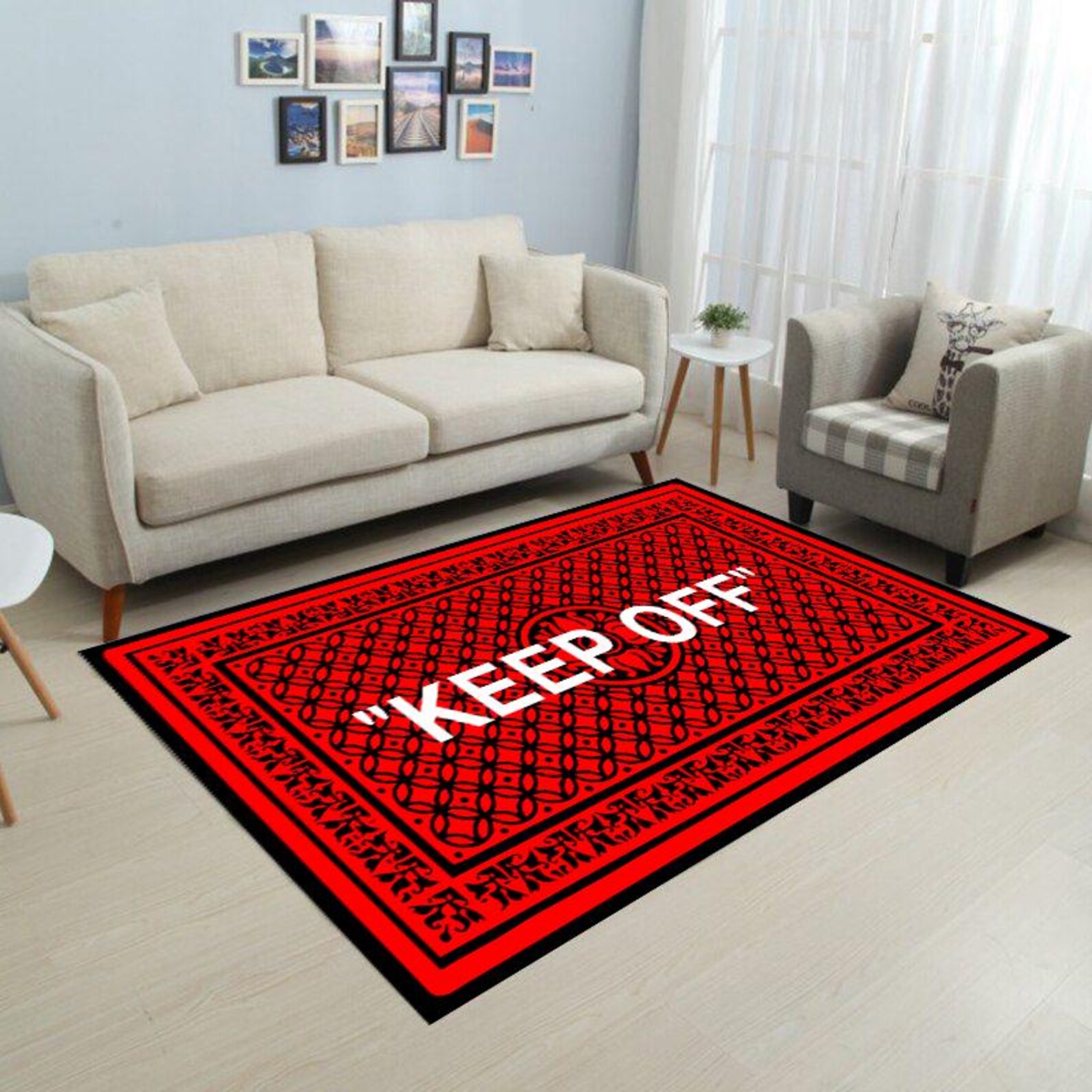 Red "keep Off" Rug: Modern Patterned Area Rug - Etsy