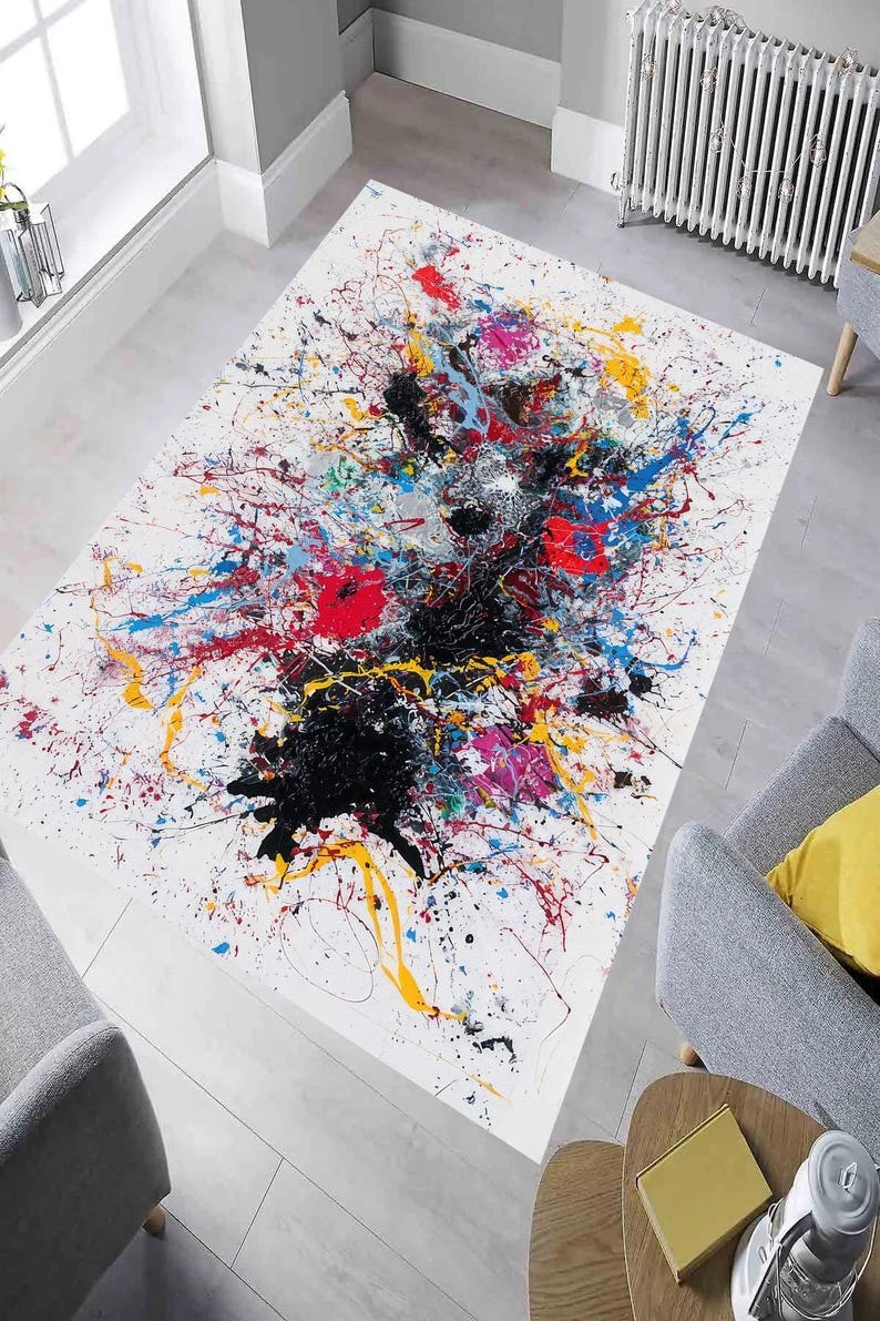Paint Splatter Rug, Paint Splatter, Paints Rug, Colored Rug, Colorful ...