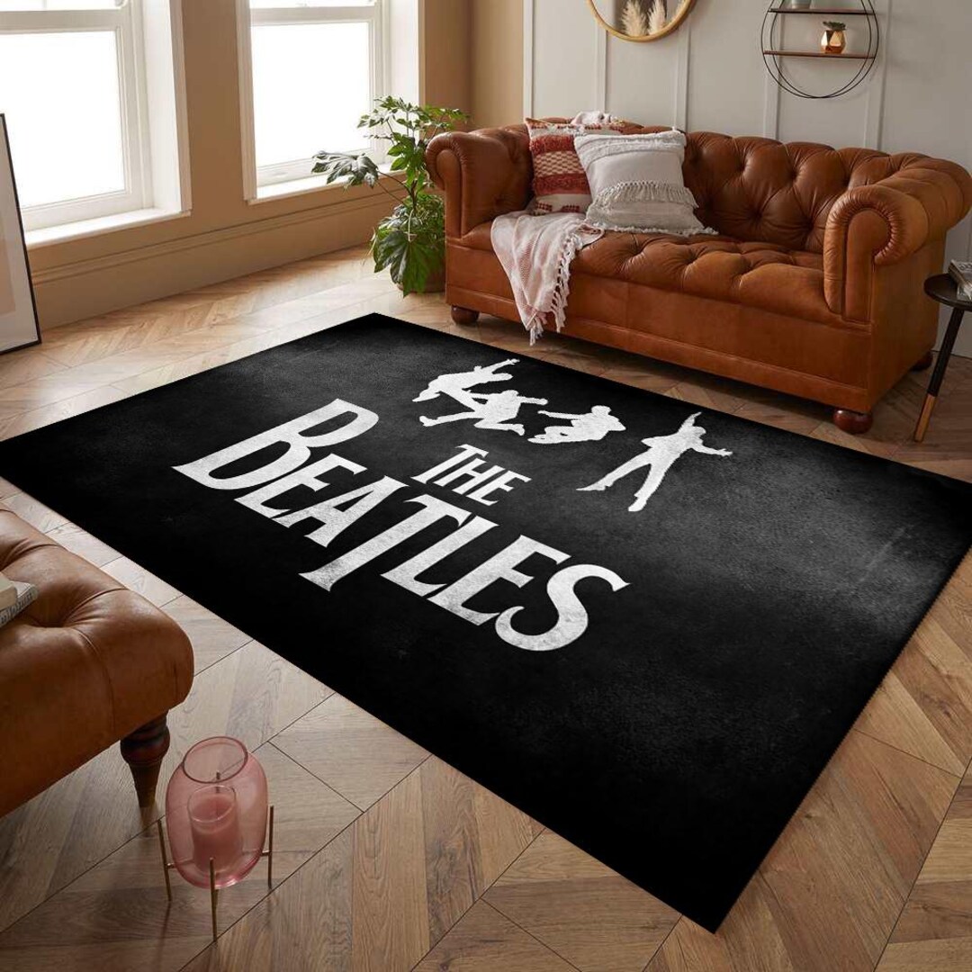 The Beatles Rug: Modern Music Room Decor, Cotton Woven - Etsy