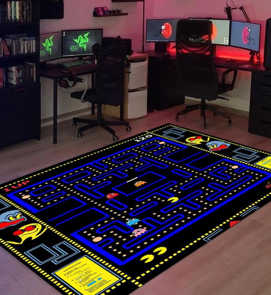 Retro Game Rug, Pixel Maze Rug, Arcade Room Rug, Space Gamer Mat ...