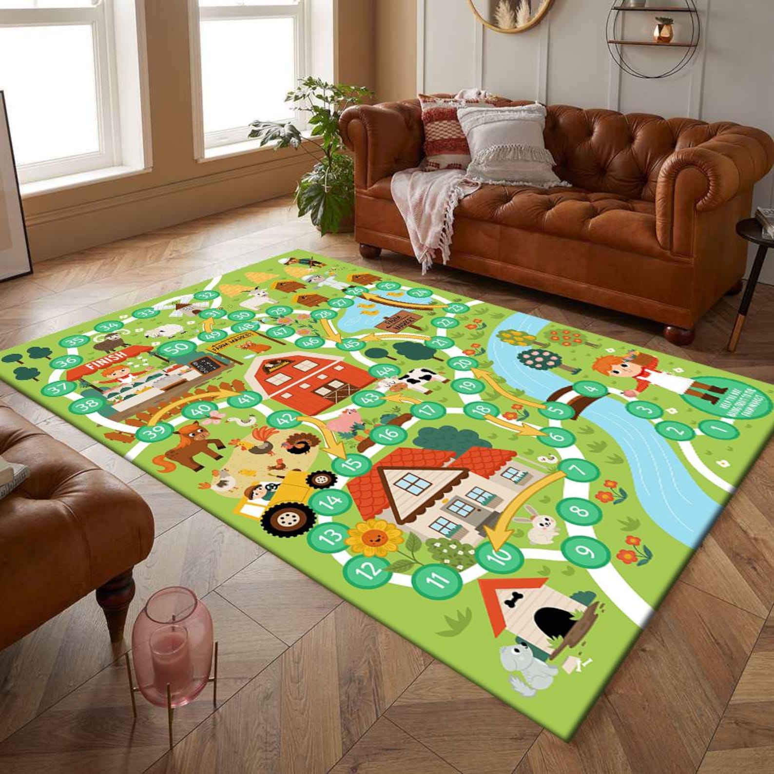 Farm Kids Rug, Kids Room Rug, Village Map Rug, Floor Rug Boys Room Rug ...