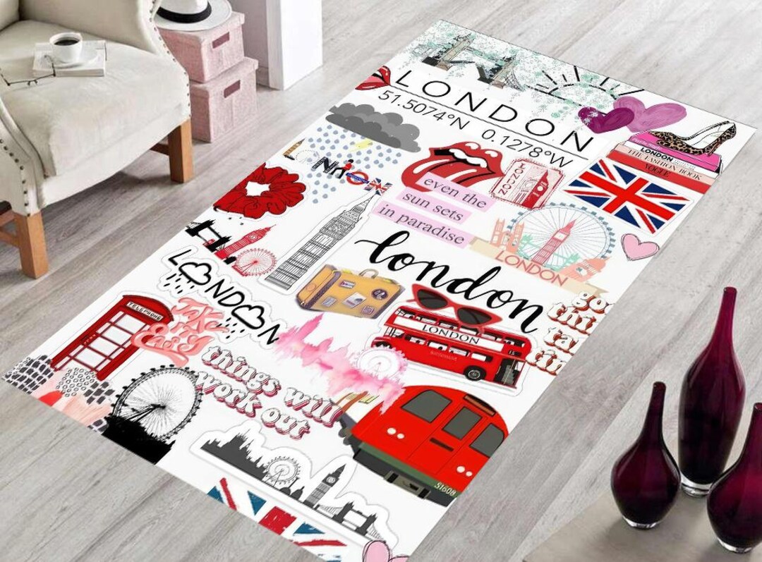 London Rug, City Rug, London City Rug, Colorful Rug, Boys Room Rug ...