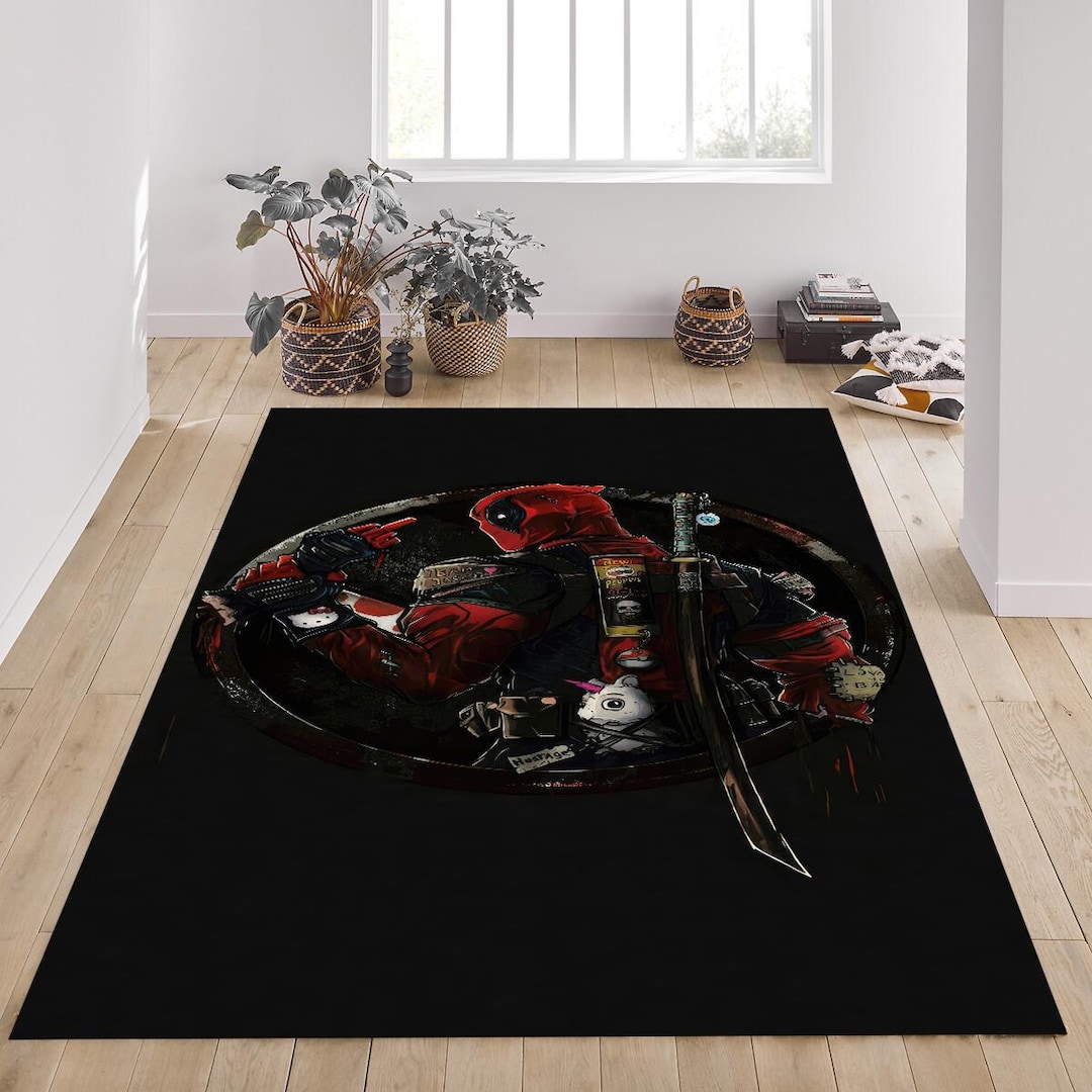 Deadpool Rug, Deadpool, Superhero Rug, Red Hero Rug, Boys Room Rug ...