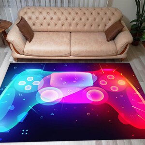 Joystick Neon Rug, Game Console Rug, Neon Look Rug, Joystick Rug, Floor ...