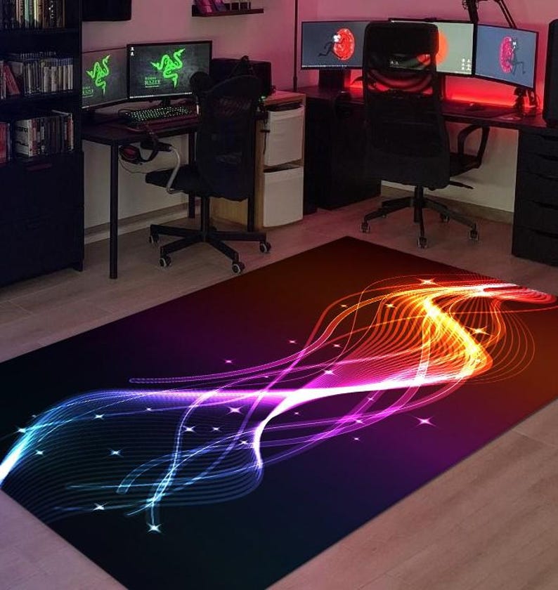 Neon Wave Rug: Modern Colorful Area Rug - Etsy