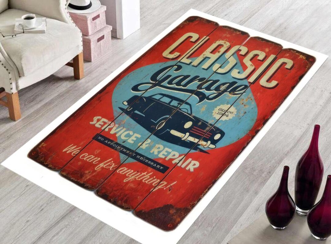 Classic Garage Rug, Garage Rug, Car Garage, Garage Car Rug, Area Rug ...