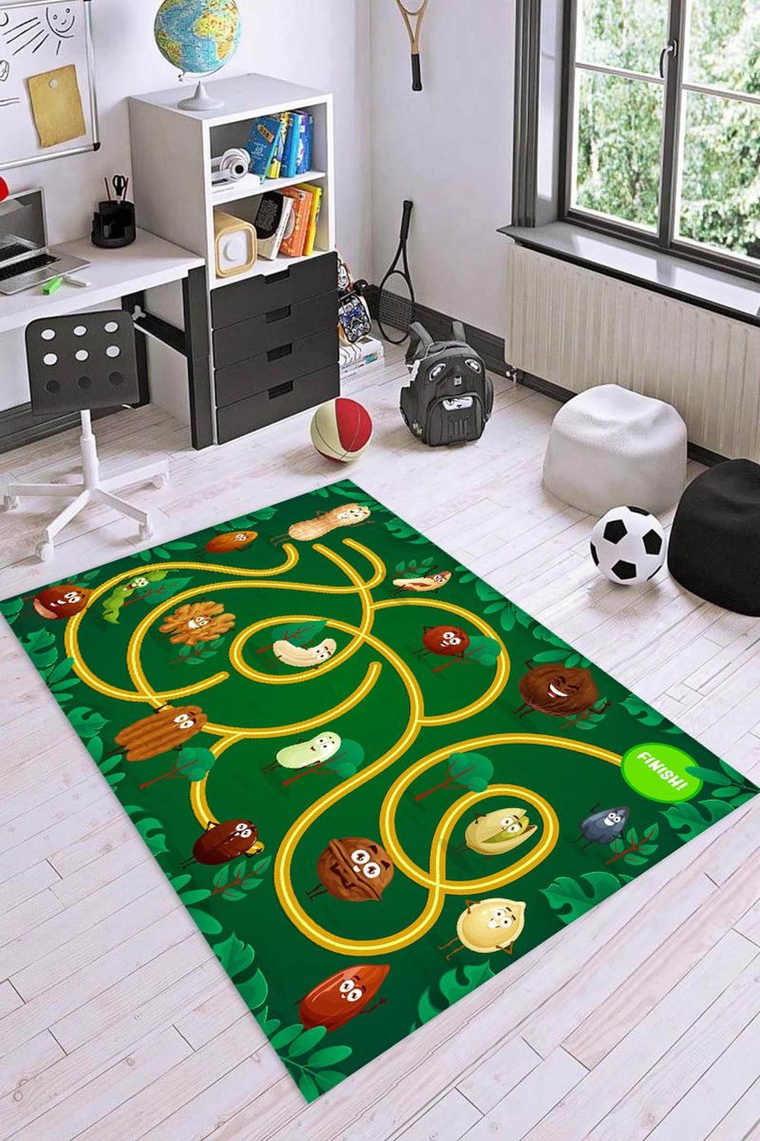 Garden Kids Rug, City Rug, Kids Room Rug, Village Map Rug, Floor Rug ...