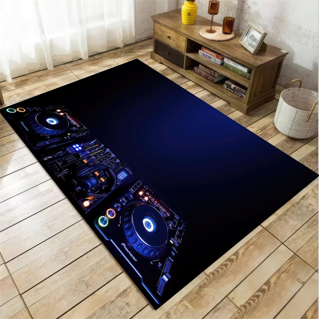 Turntable Rug, Turntable Neon Rug, Music Rug, Neon Look Rug, Turntable ...