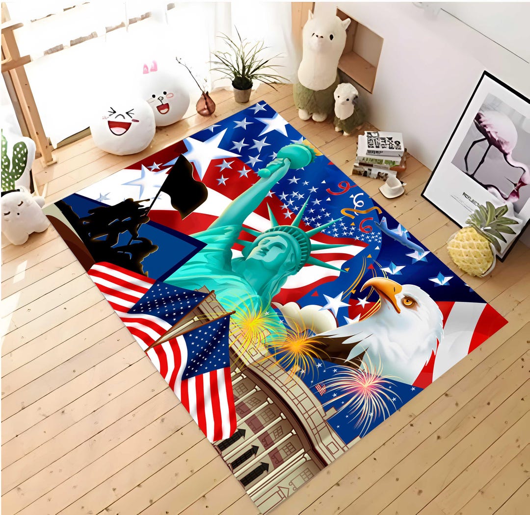 ABD Flag Rug, Statue of Liberty, Eagle Symbol, America Flag, Country ...