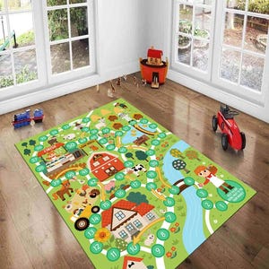 Farm Kids Rug, Kids Room Rug, Village Map Rug, Floor Rug Boys Room Rug ...