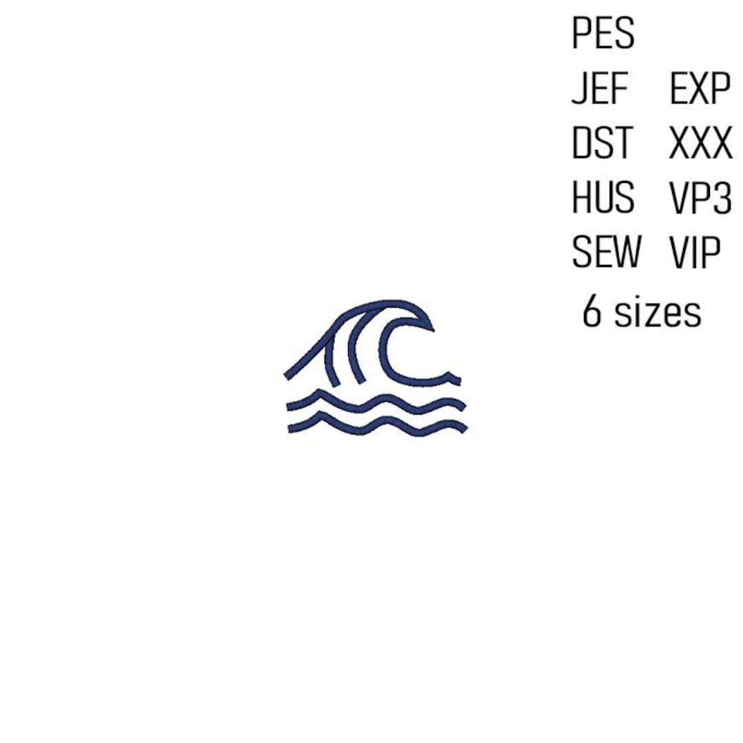 Wave Embroidery Design, 6 Sizes - Etsy