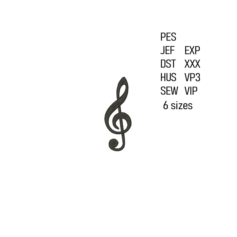 Treble Clef Embroidery Design, Machine Embroidery File, Music ...