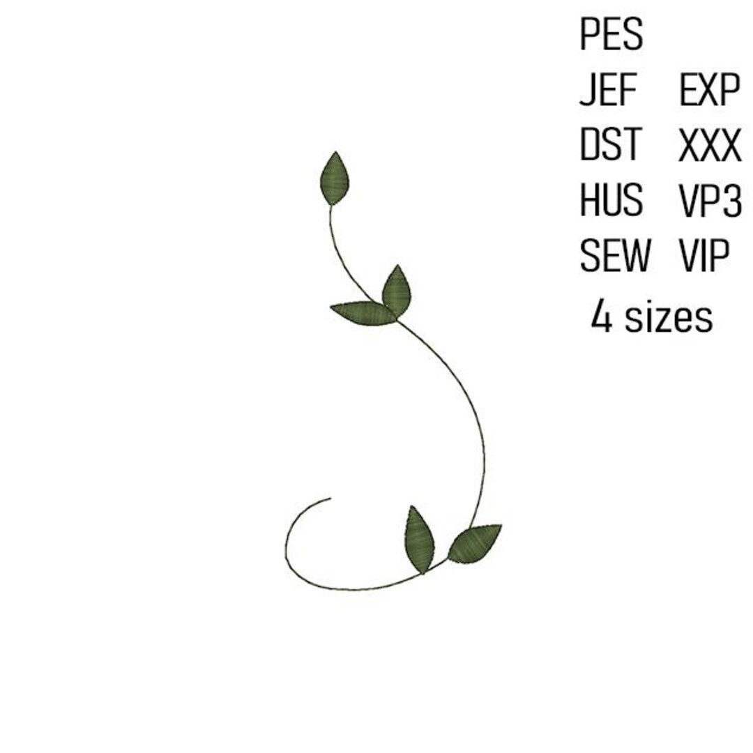 Leaf Branch Embroidery Design, Machine Embroidery File, Flower ...