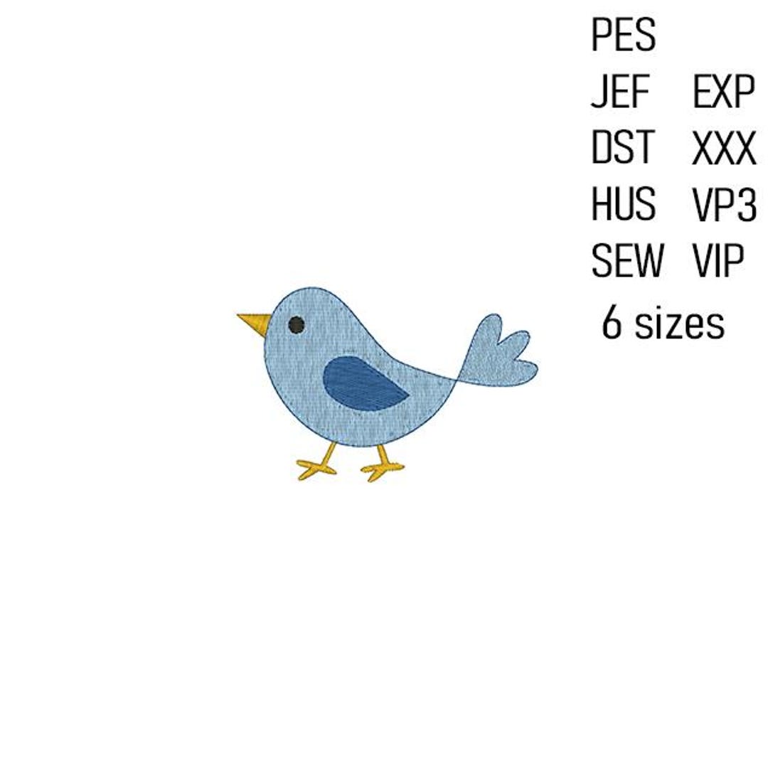 Mini Bird Embroidery Design: Machine Embroidery File (6 Sizes, Instant ...