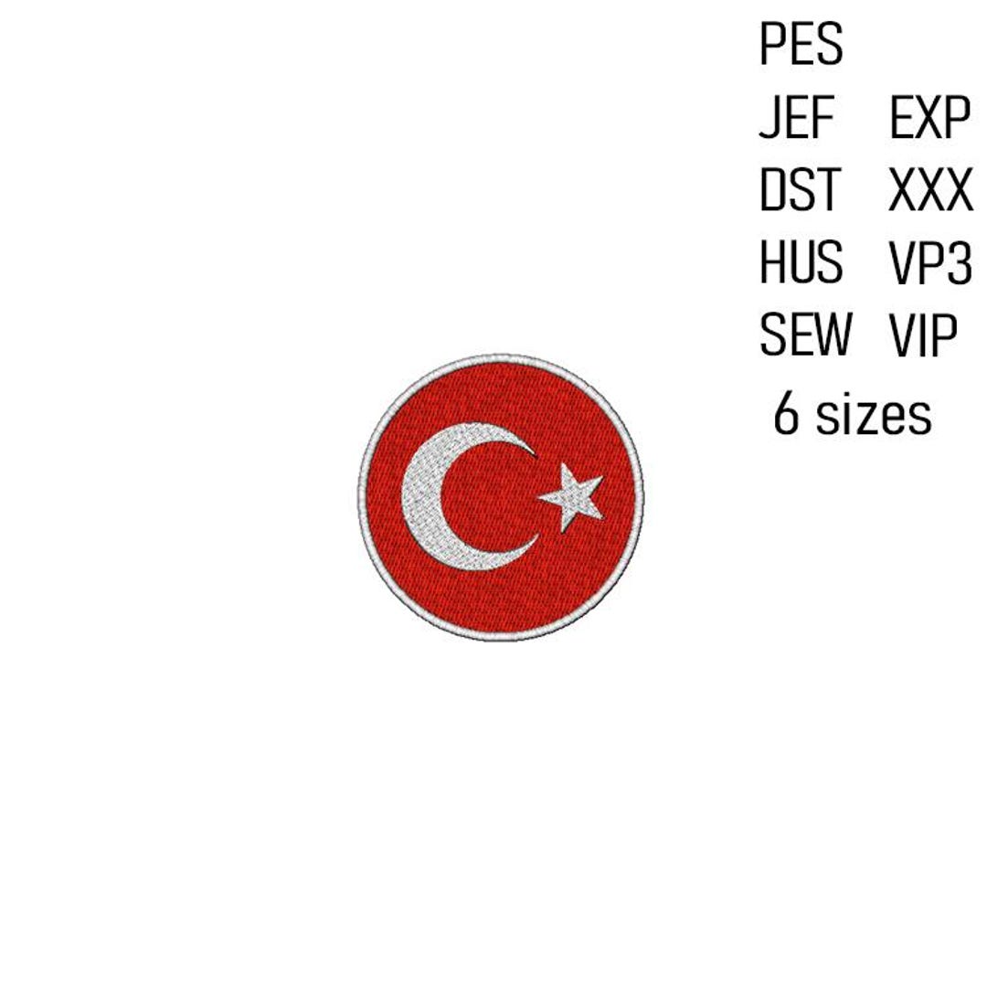 Turkey Flag Embroidery Design: National Turkish Patch (6 Sizes, Digital ...