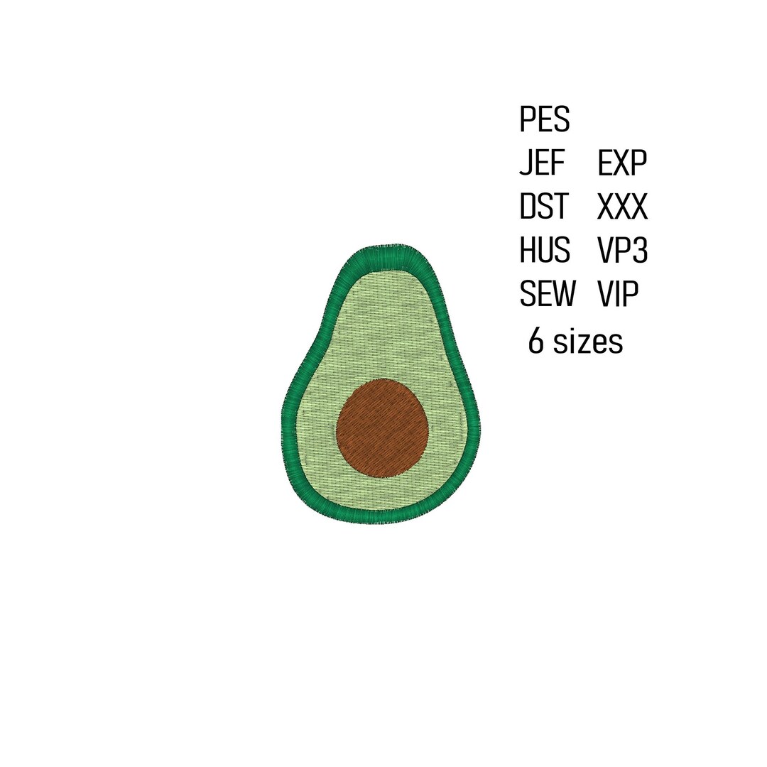 Avocado Embroidery Design, 6 Sizes, Digital Download - Etsy