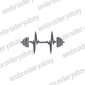 Barbell Embroidery Design: Gym Fitness Pattern (4 Sizes, Digital ...