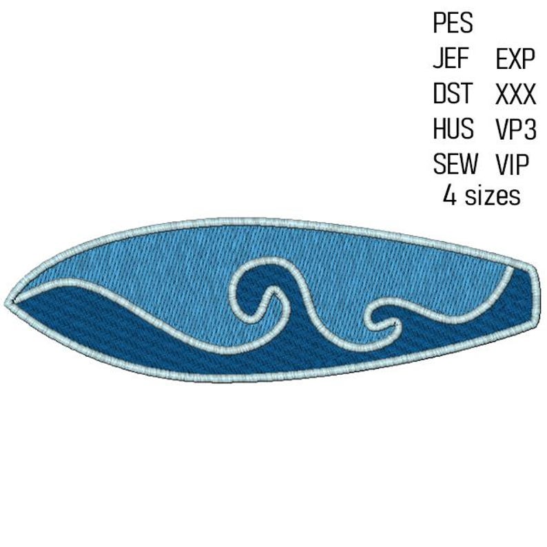 Surfboard Embroidery Design, 4 Sizes - Etsy