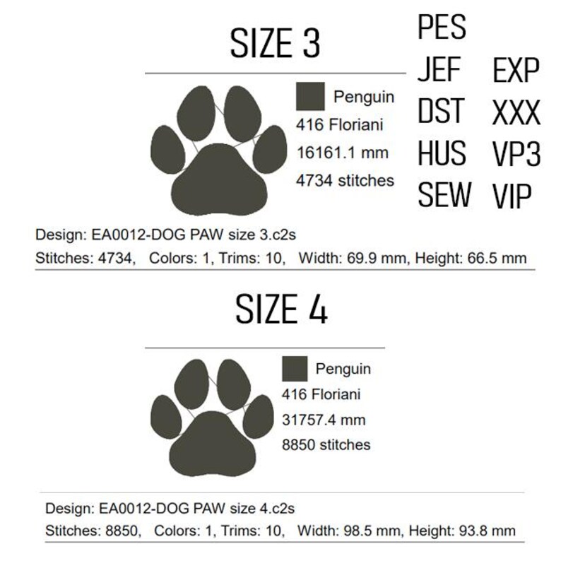 Dog Paw Embroidery Design, Machine Embroidery File, Dog Embroidery ...