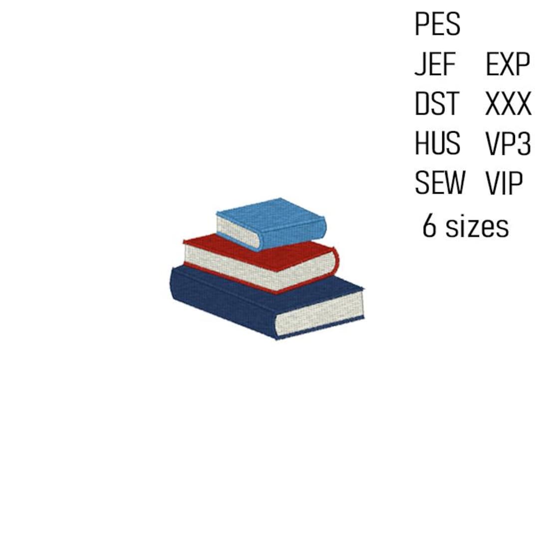 Stack of Books Embroidery Design, Machine Embroidery Design, 6 Sizes ...
