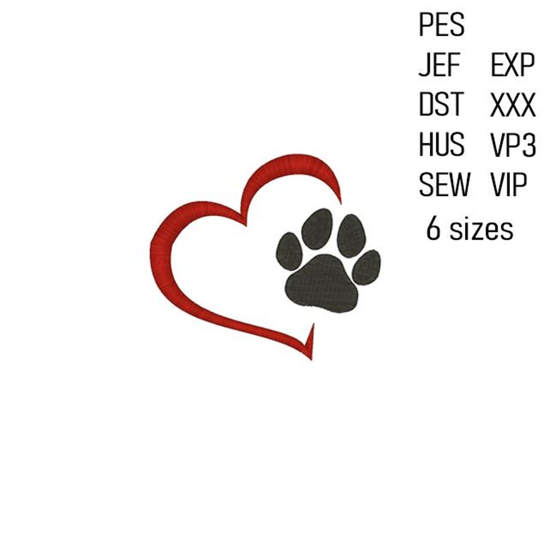Love Dog Paw Applique Embroidery Design, 6 Sizes - Etsy