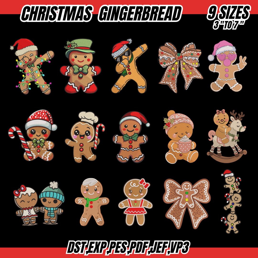 Gingerbread Cookies Embroidery - Christmas Baking Gingerbread Machine ...