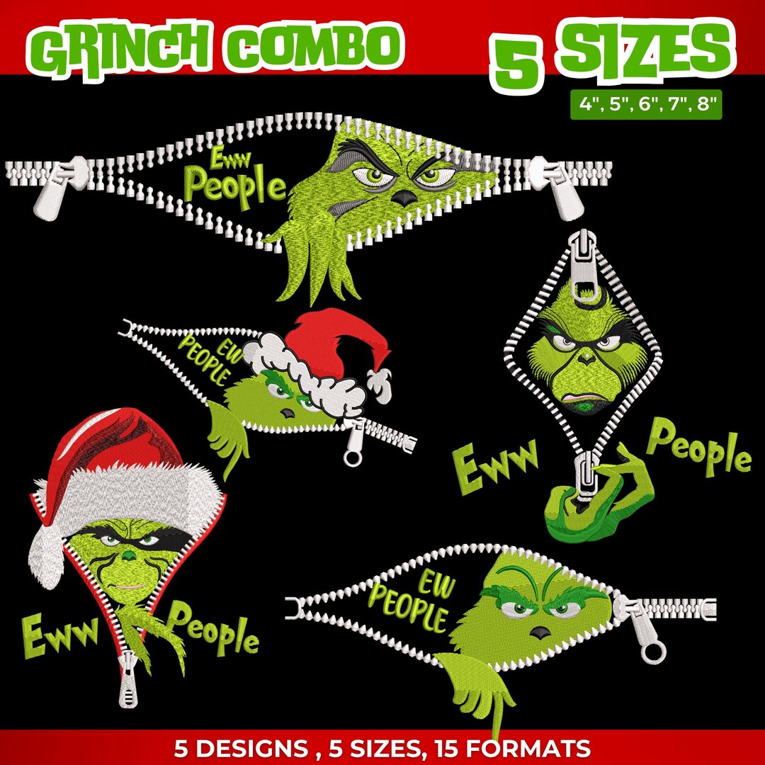 Grinch Embroidery Design Bundle: Christmas Machine Embroidery Patterns ...