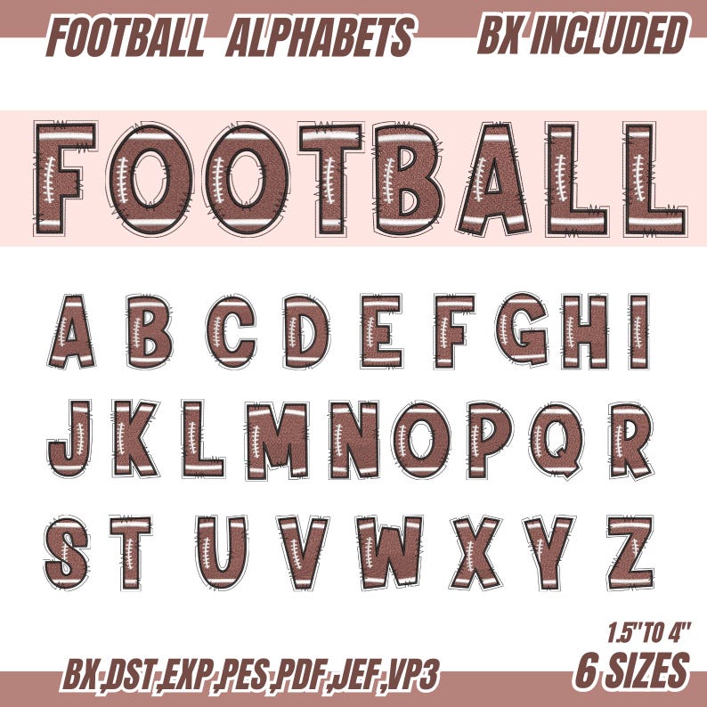 Football Alphabet Embroidery Font – Sports Letter & Number Embroidery ...