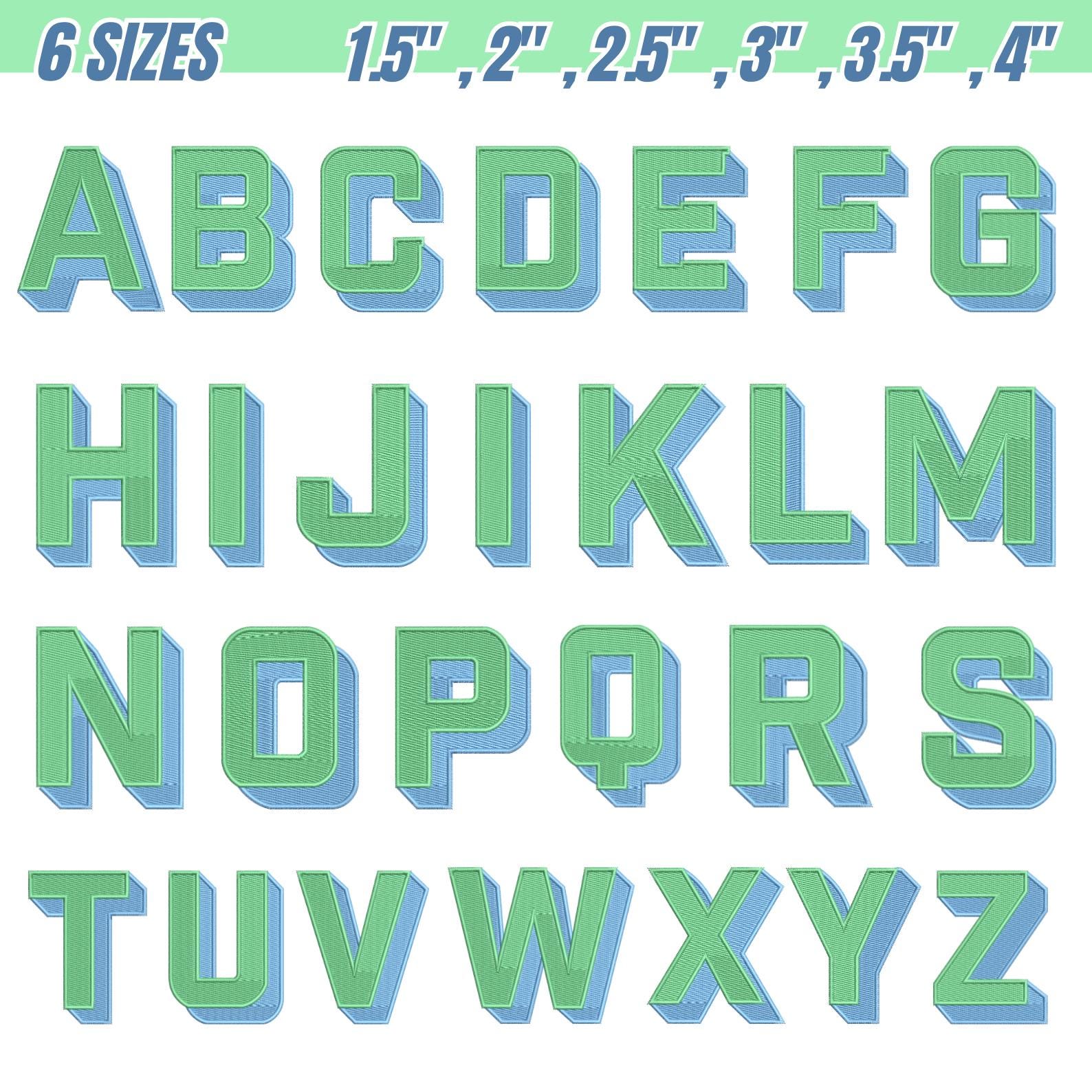 Shadow Embroidery Font – Sports Monogram (1.5" to 4") (instant Download ...