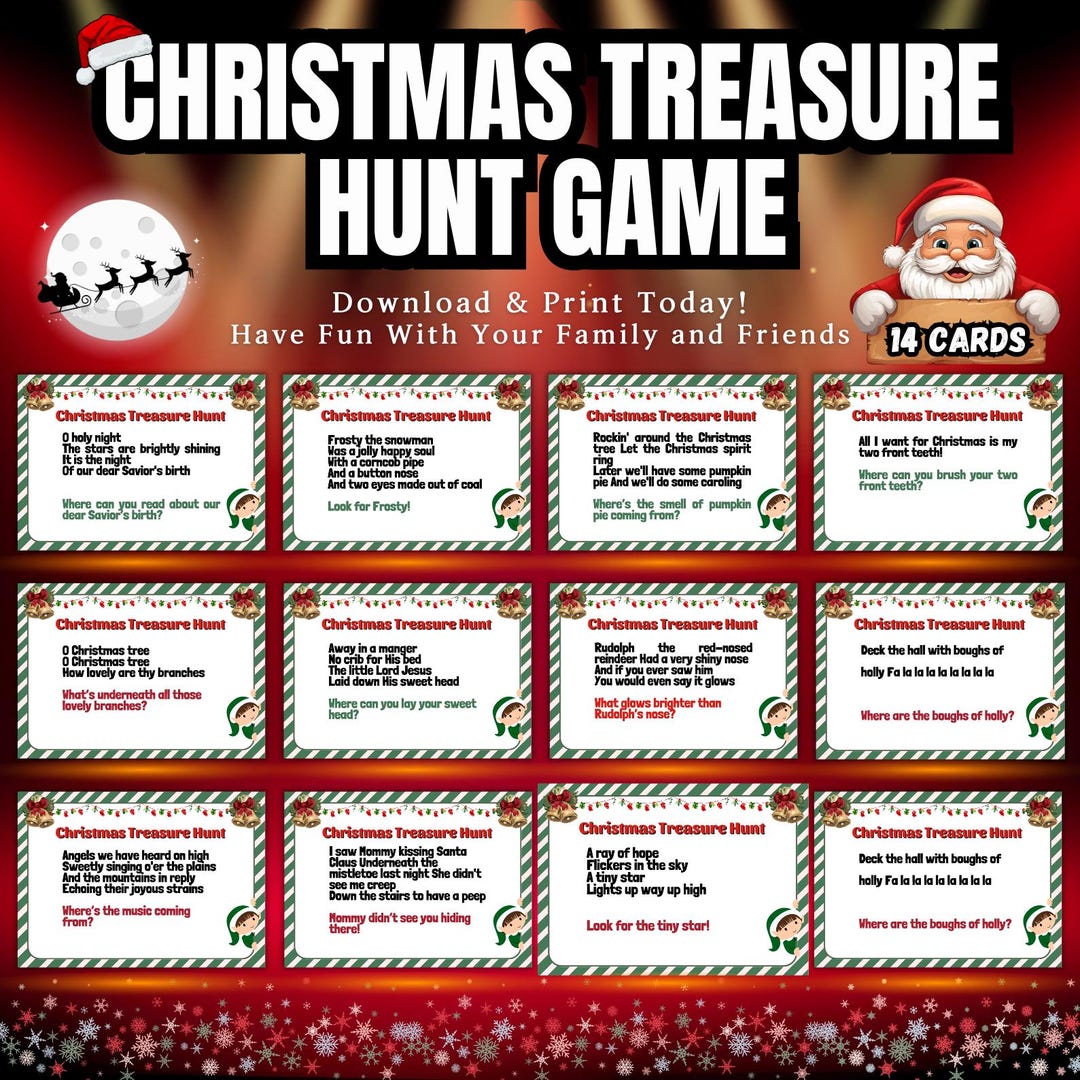 Indoor Christmas Treasure Hunt for Older Kids Christmas Scavenger Hunt ...