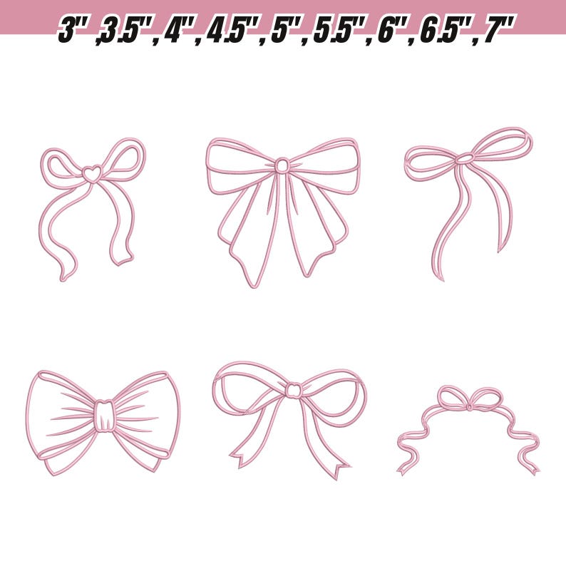 Bow Applique Embroidery Designs, Ribbon Bows, Girly Coquette (9 Sizes ...