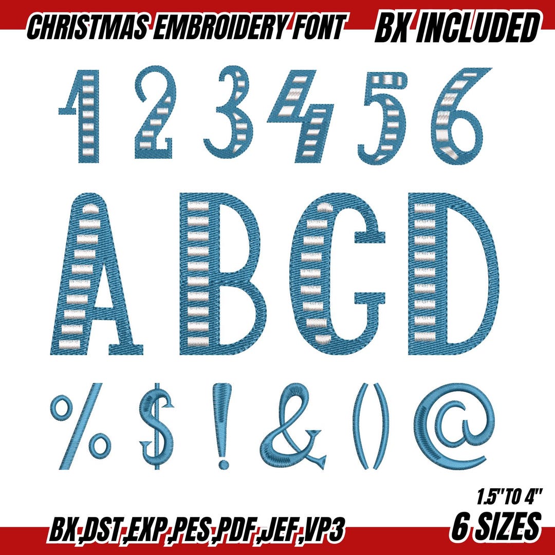 BX Christmas Alphabet Embroidery Design Set, A-Z Letters, Numbers ...