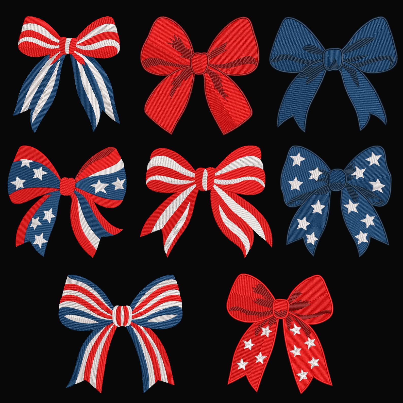 American Flag Bow Embroidery Design: Patriotic 4th of July (digital ...
